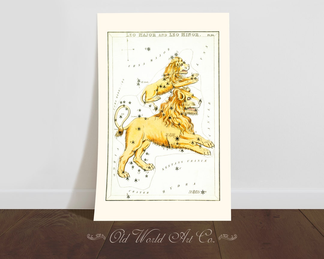 Leo Star Map Wall Art, Vintage Astrology Decor, Birthday Gift Her, Wall ...