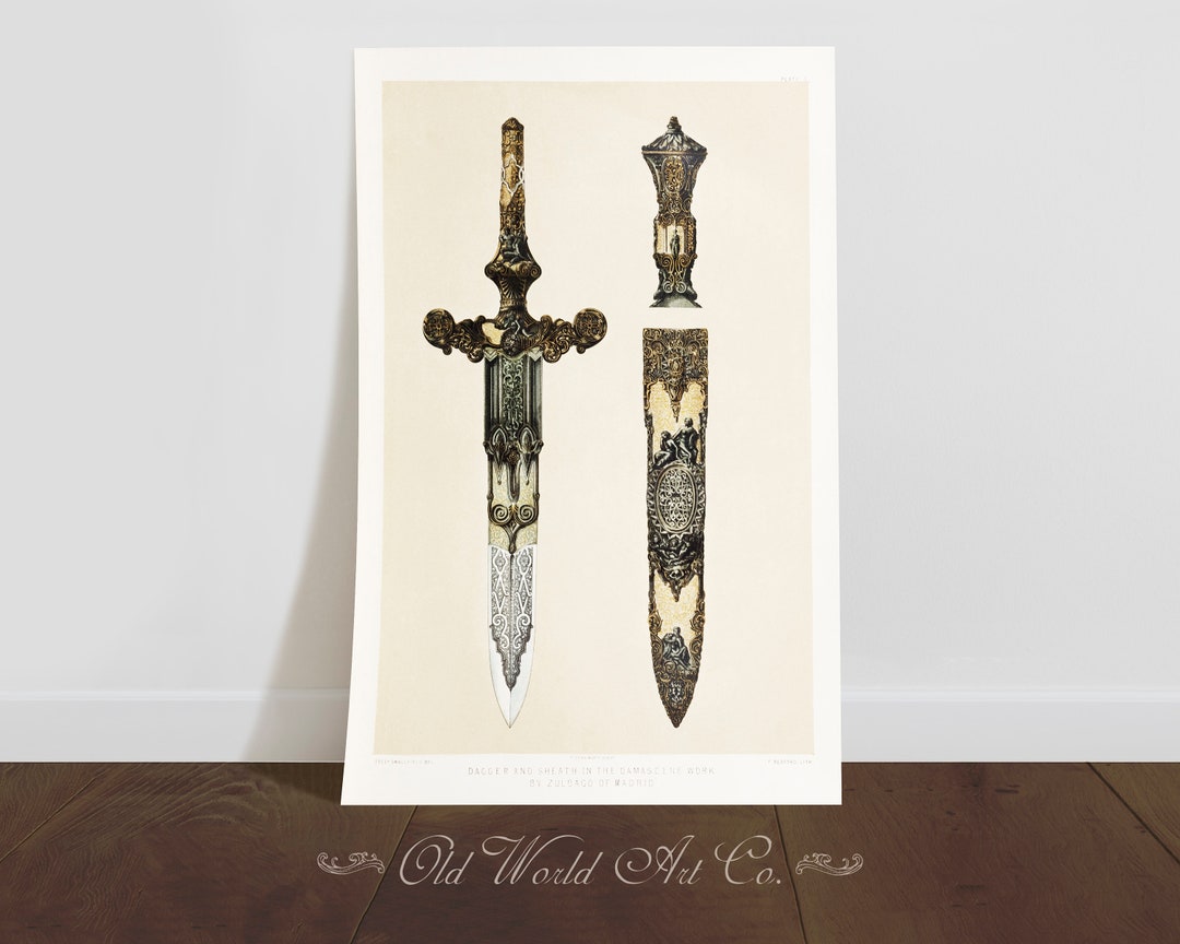 Antique Dagger Print, Dagger With Sheath Print, Sword Print, Vintage ...