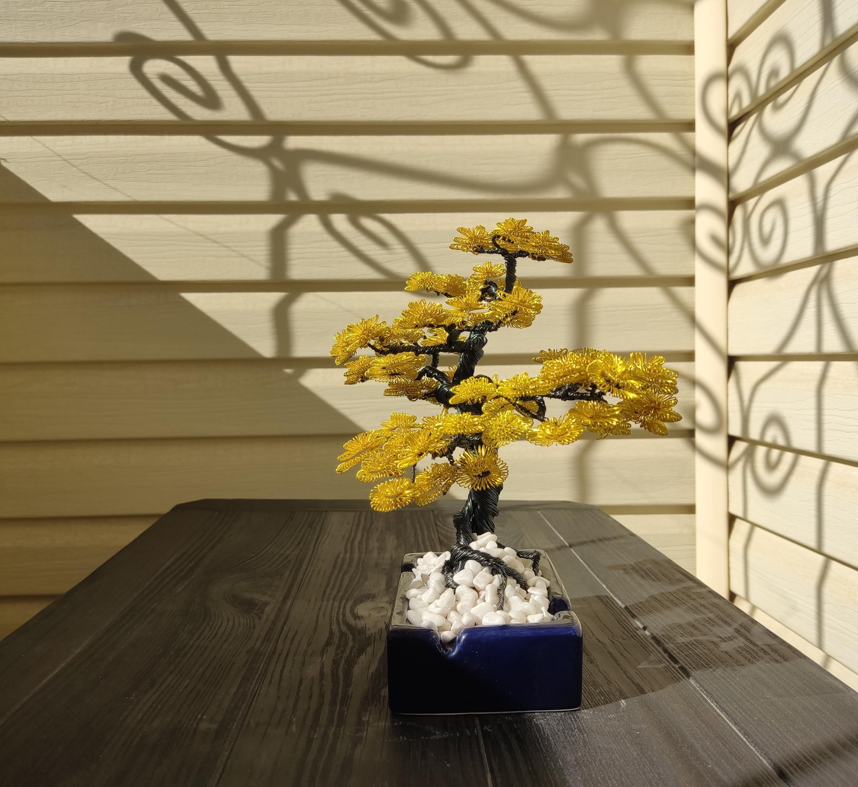 Wire Art - Japanese Yellow Maple BONSAI Tree Sculpture, ''SOKAN ...