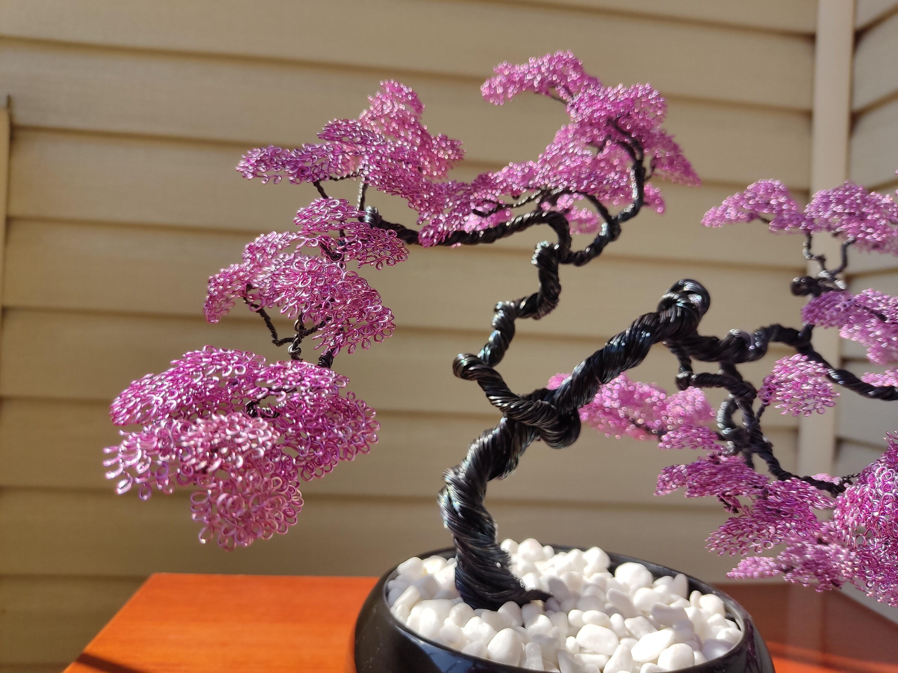 Wire Lavender Cascade BONSAI TREE Sculpture, Flowers, Office Decoration ...
