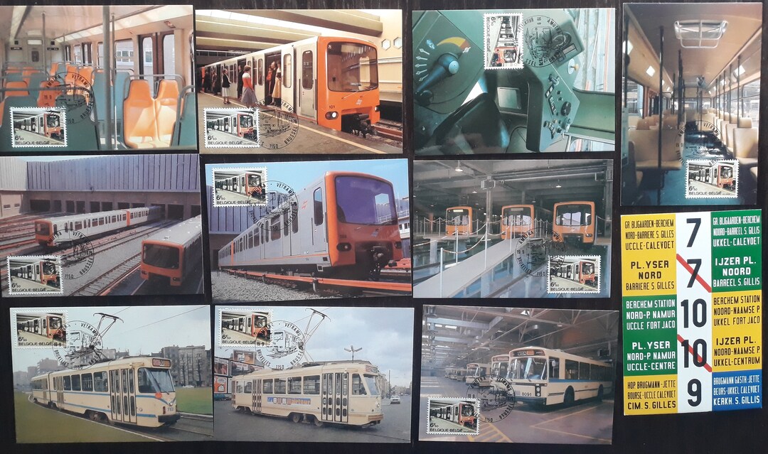 17 POSTCARDS, MC, Maxi Cards - BELGIUM 1976, Trains, Railroads ...