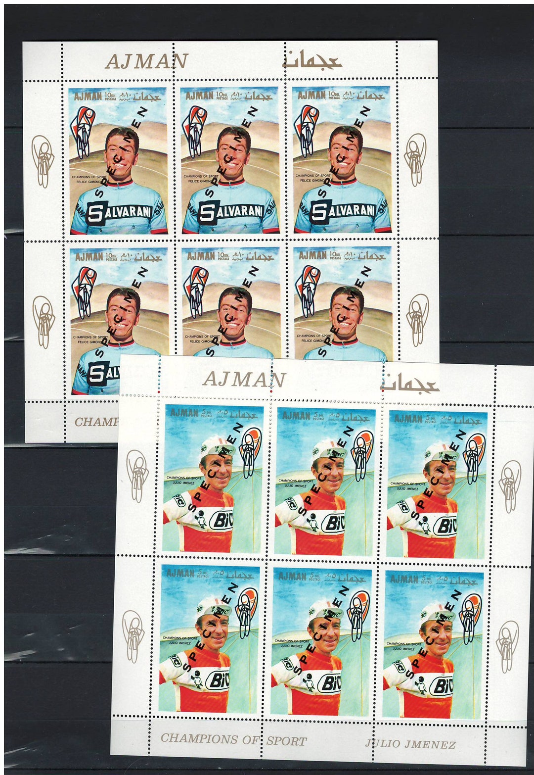 RARE - SPECIMEN!!! AJMAN 1969, Postage Stamps in Full Sheets, Champions ...