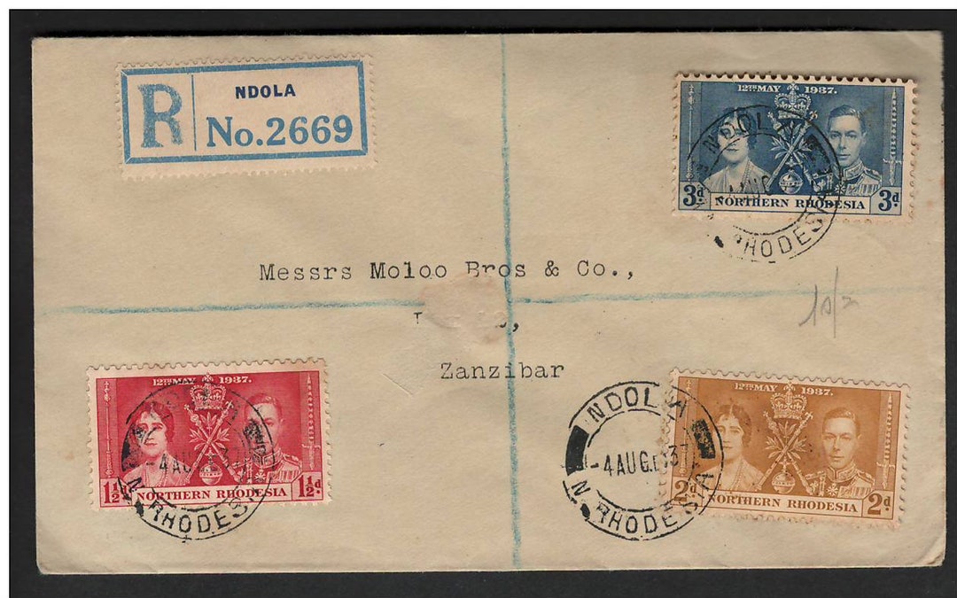 Very OLD Registered Letter to Zanzibar From Northern RHODESIA 1937, - Etsy