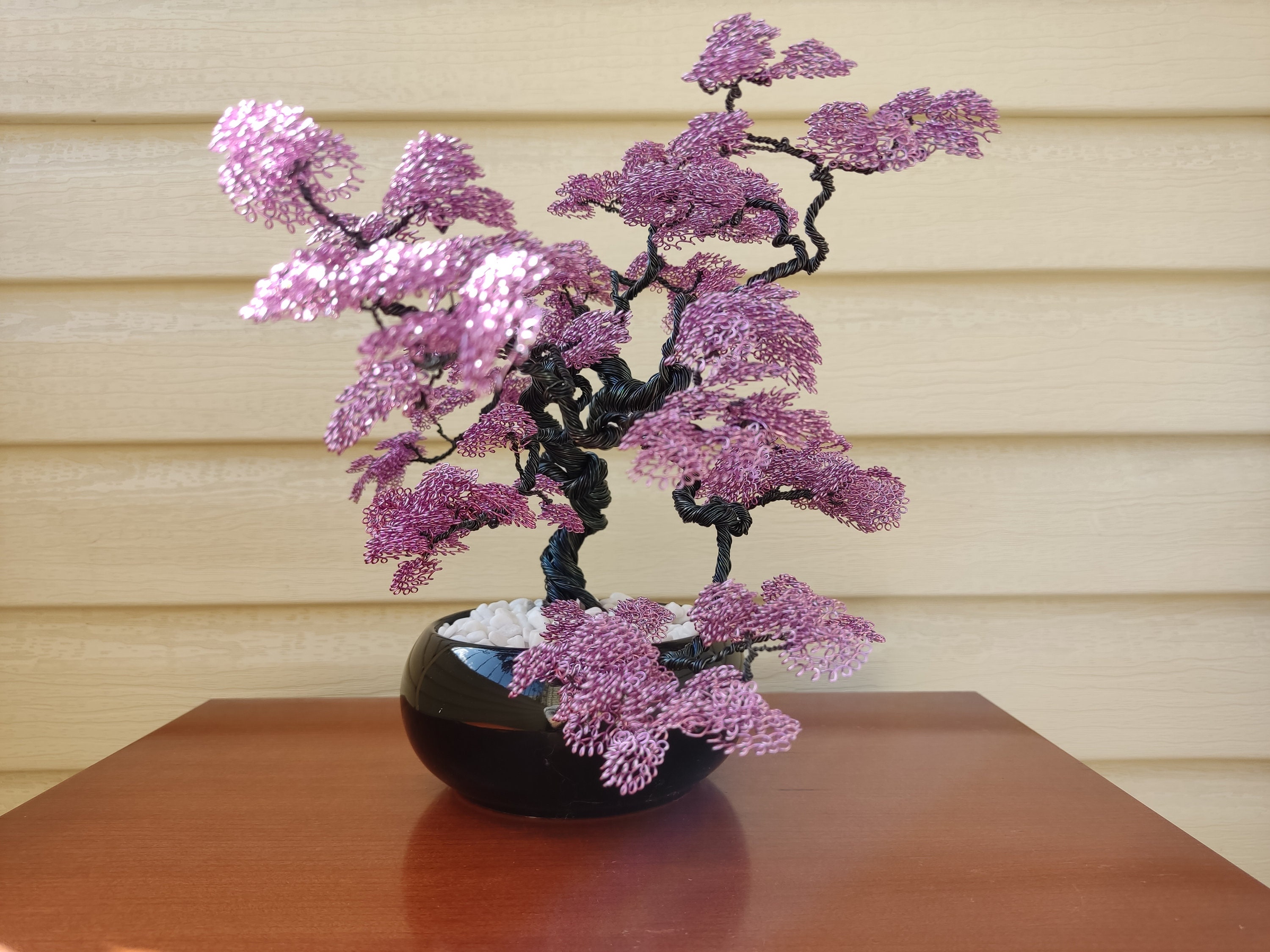 Wire Lavender Cascade BONSAI TREE Sculpture, Flowers, Office Decoration ...
