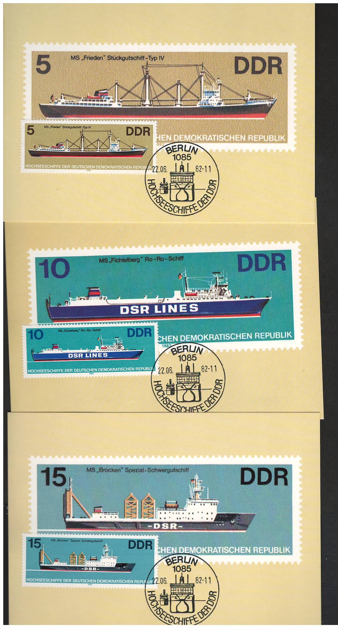 Set of 6 MC Maxi Cards - GERMANY DDR 1982, Postcards, Seagoing Ships ...