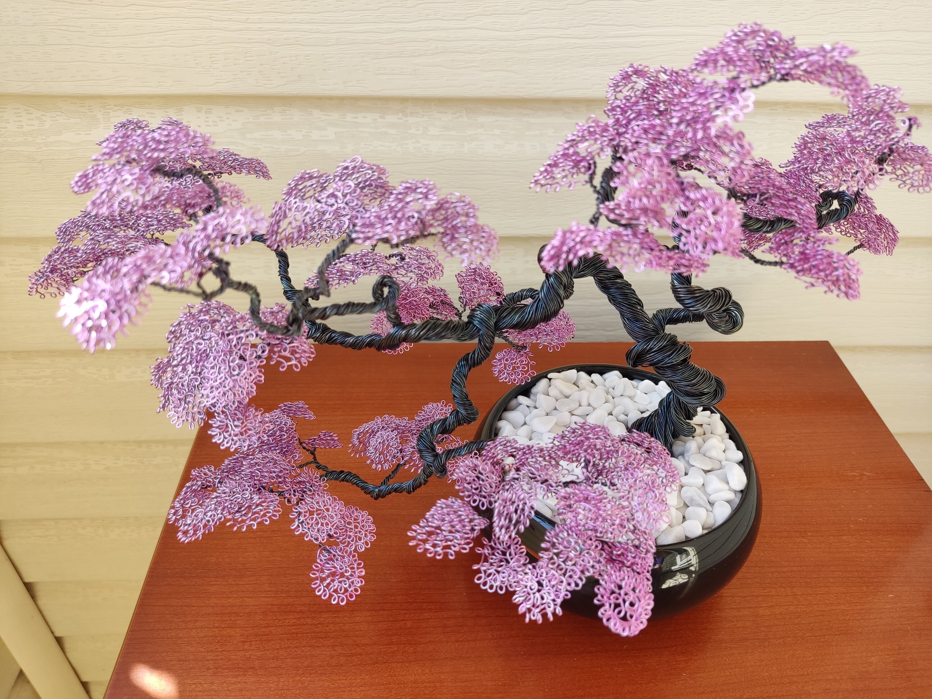 Wire Lavender Cascade BONSAI TREE Sculpture, Flowers, Office Decoration ...