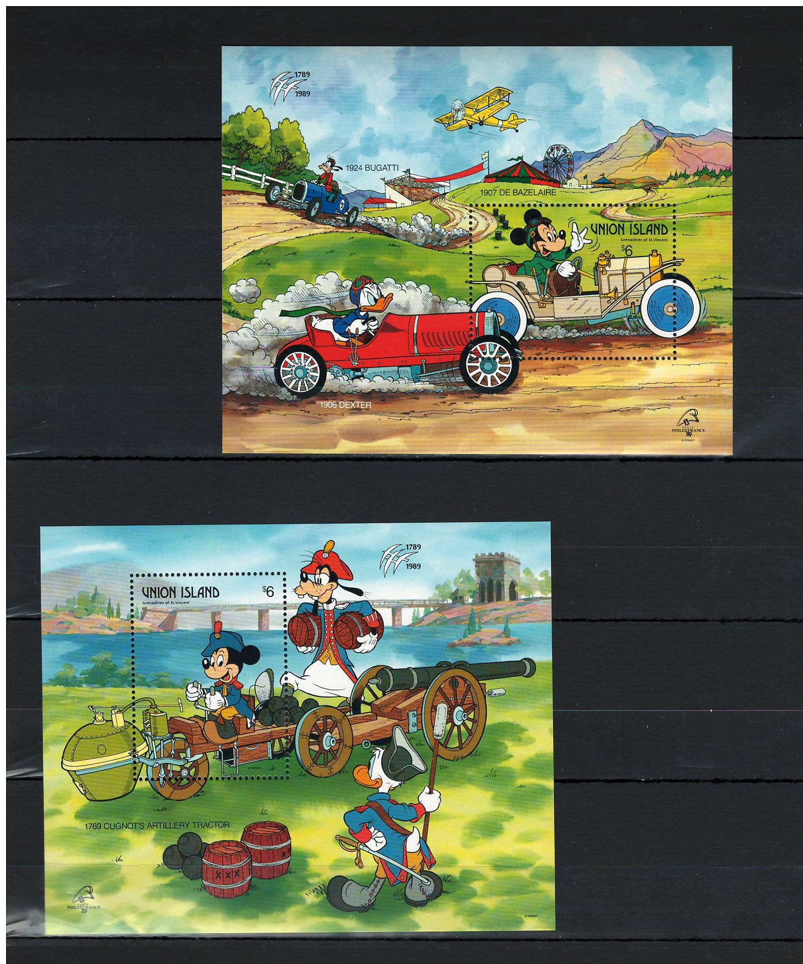 ST Vincent UNION ISLAND 1989, Postage Stamps, 2 S/S, Sheets, Disney ...