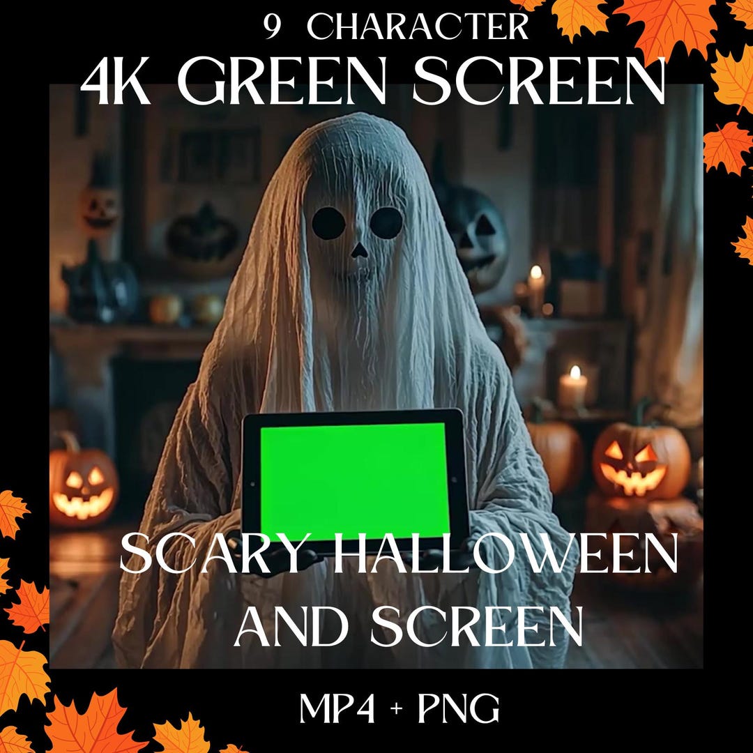D7.3) 9-4K Green Screen Halloween Pack: Witch, Ghost, Skeleton ...