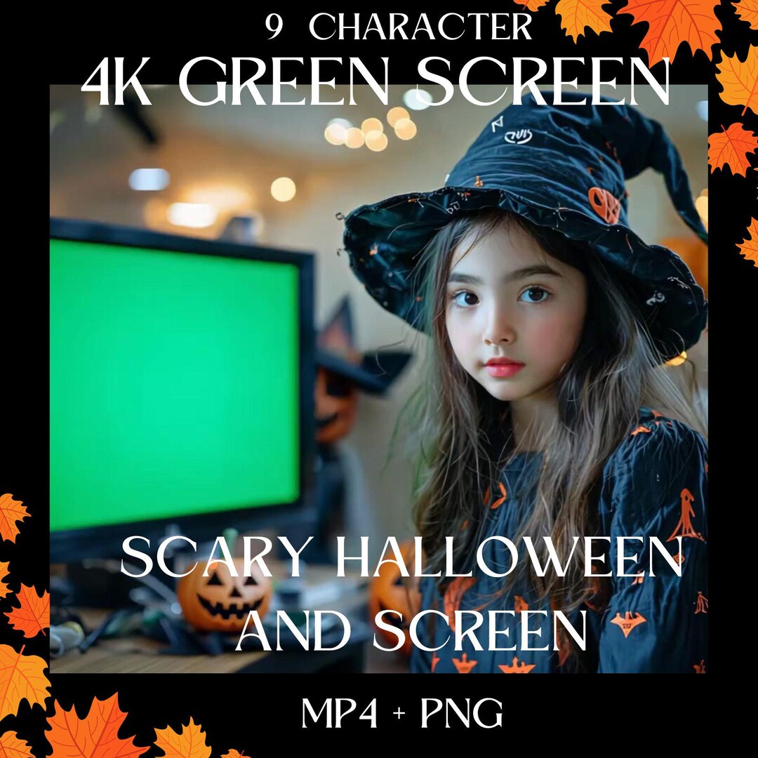 D7.2) 9-4K Green Screen Halloween Pack: Witch, Ghost, Skeleton ...