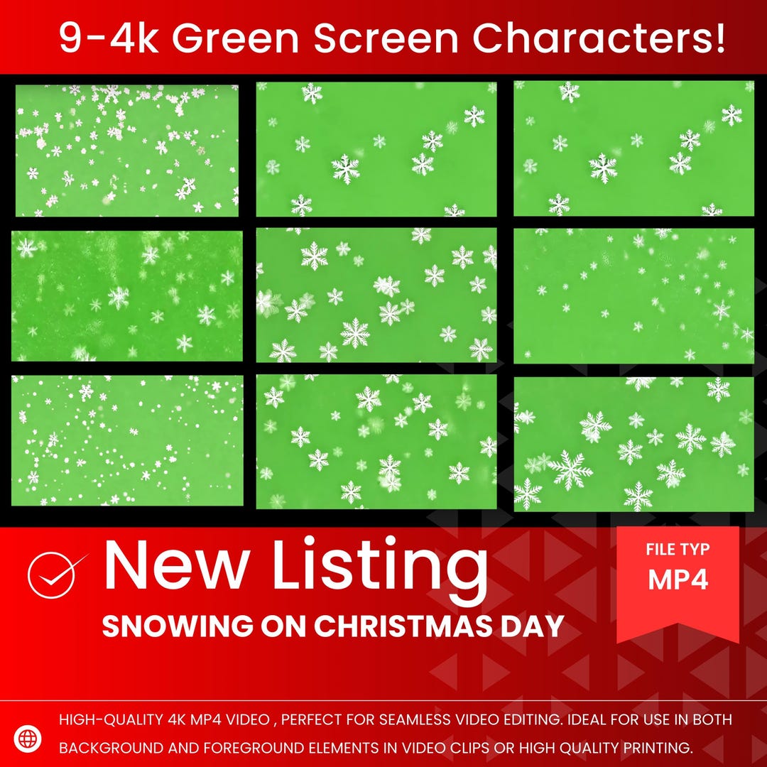 D17 ) 9-mp4(4k)green Screen Snowing on Christmas Day Pack: for Best ...