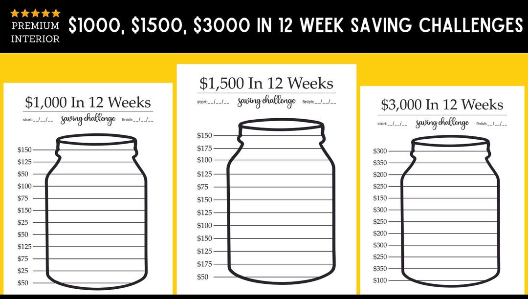 12 Week Savings Challenge*printable Book*save 1k,1.5k, Or3k Easy With ...