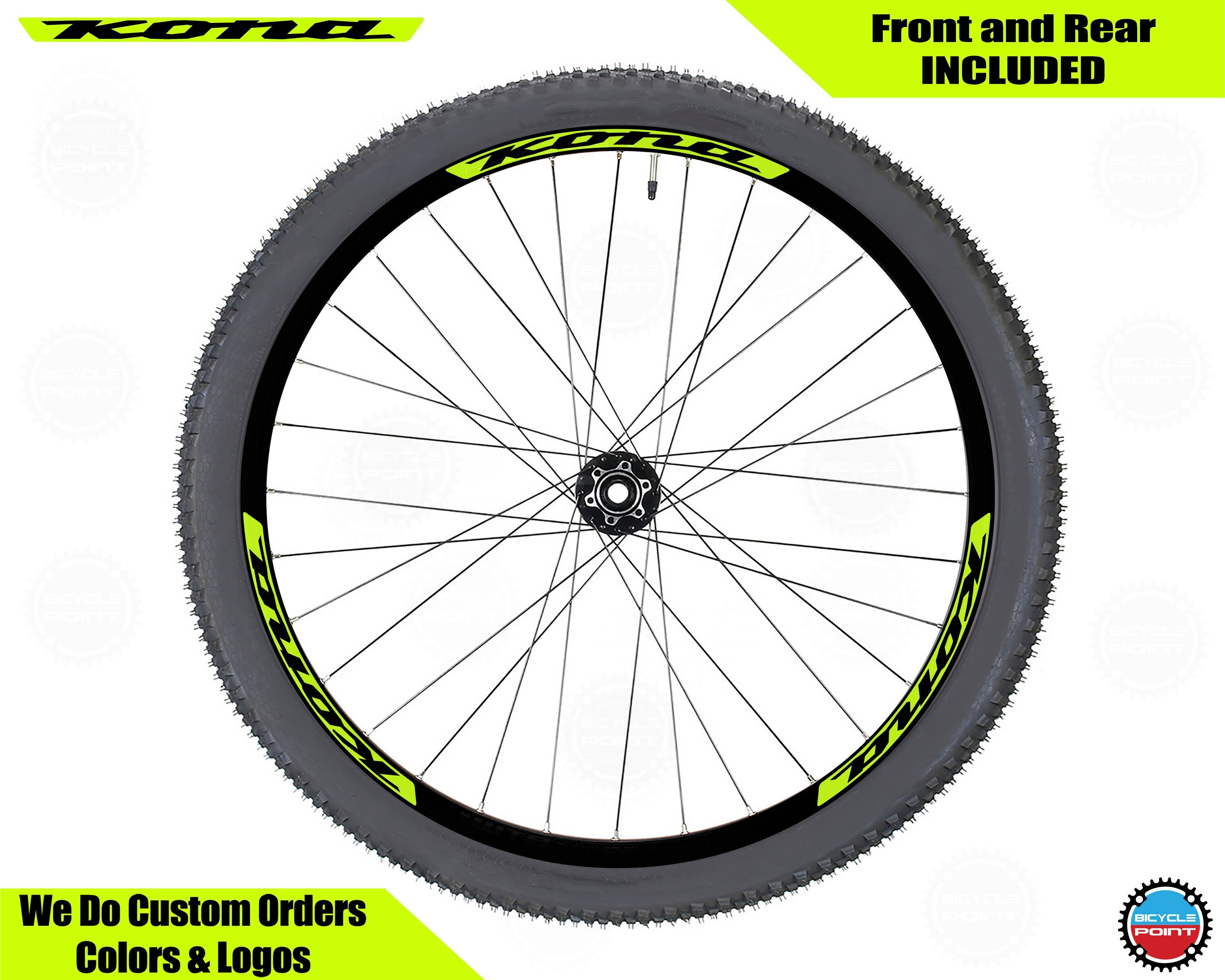 KONA Bicycle Rim Decals Set, Sticker Pack for Two Wheels Fluorescent ...