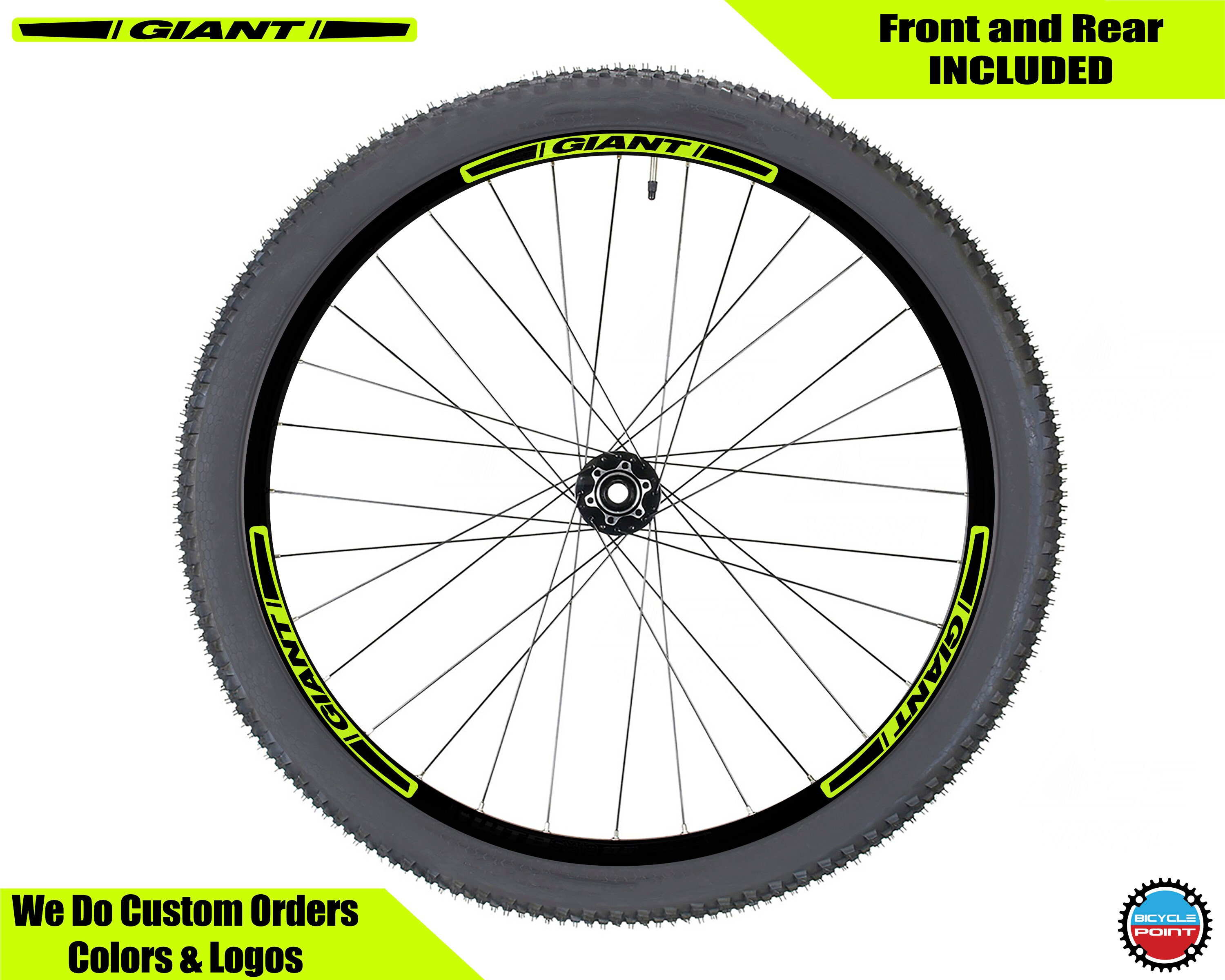 GIANT Bicycle Rim Decals Set, Sticker Pack for Two Wheels Fluorescent ...
