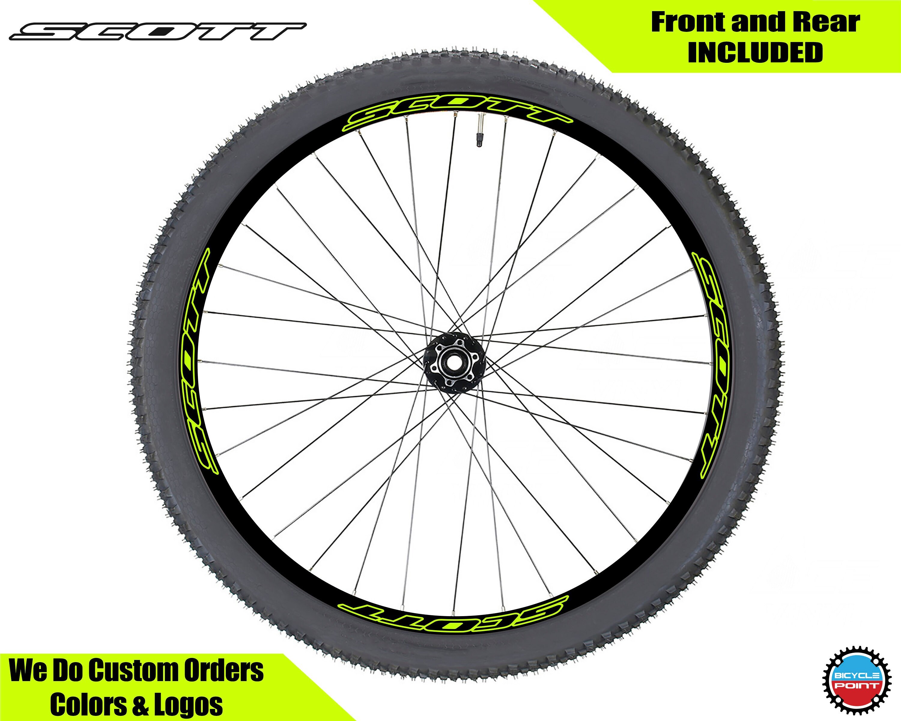SCOTT Bicycle Rim Decals Set, Sticker Pack for Two Wheels Fluorescent ...