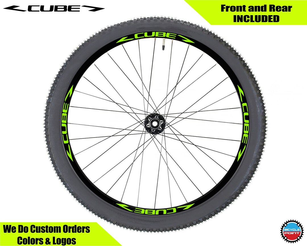 CUBE Bicycle Rim Decals Set, Sticker Pack for Two Wheels Fluorescent ...
