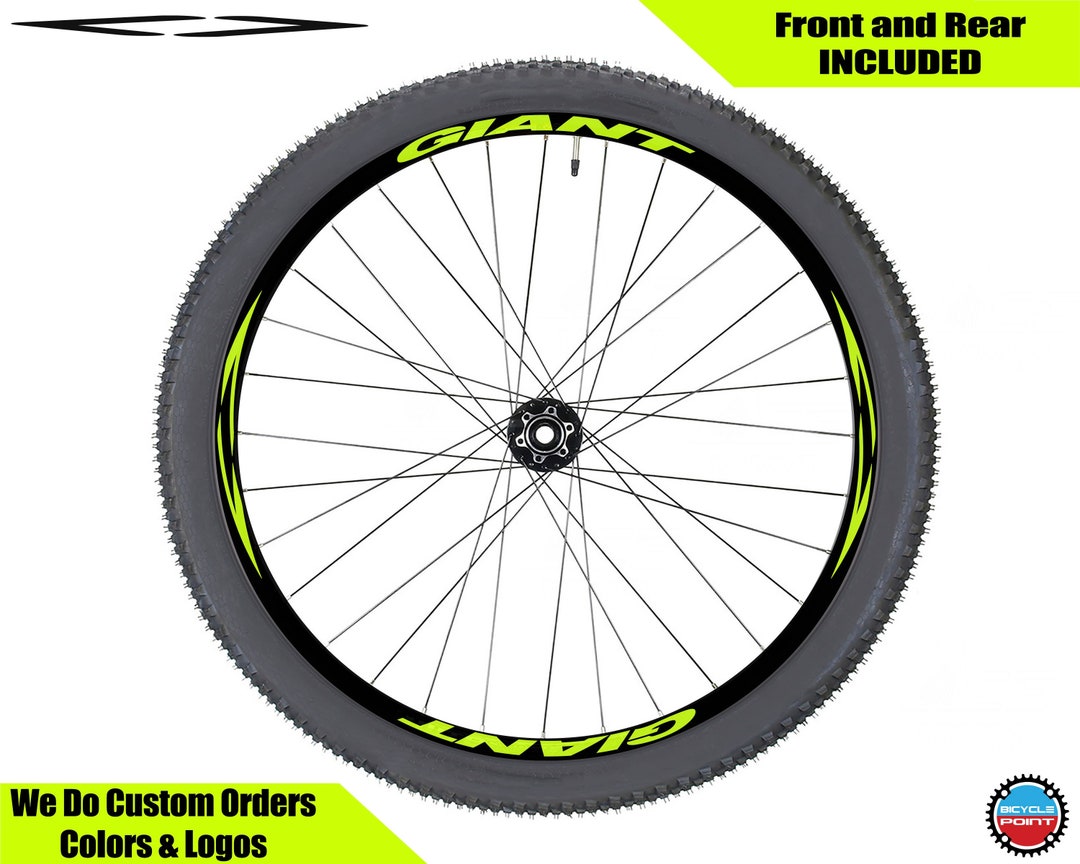 GIANT Bicycle Rim Decals Set, Sticker Pack for Two Wheels Fluorescent ...