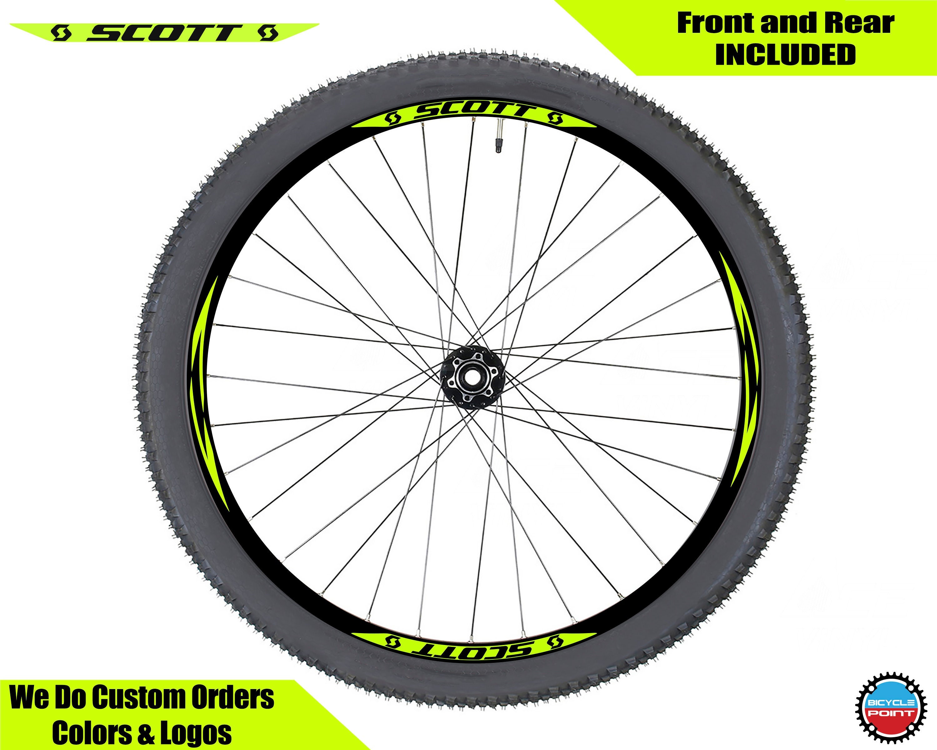 SCOTT Bicycle Rim Decals Set, Sticker Pack for Two Wheels Fluorescent ...