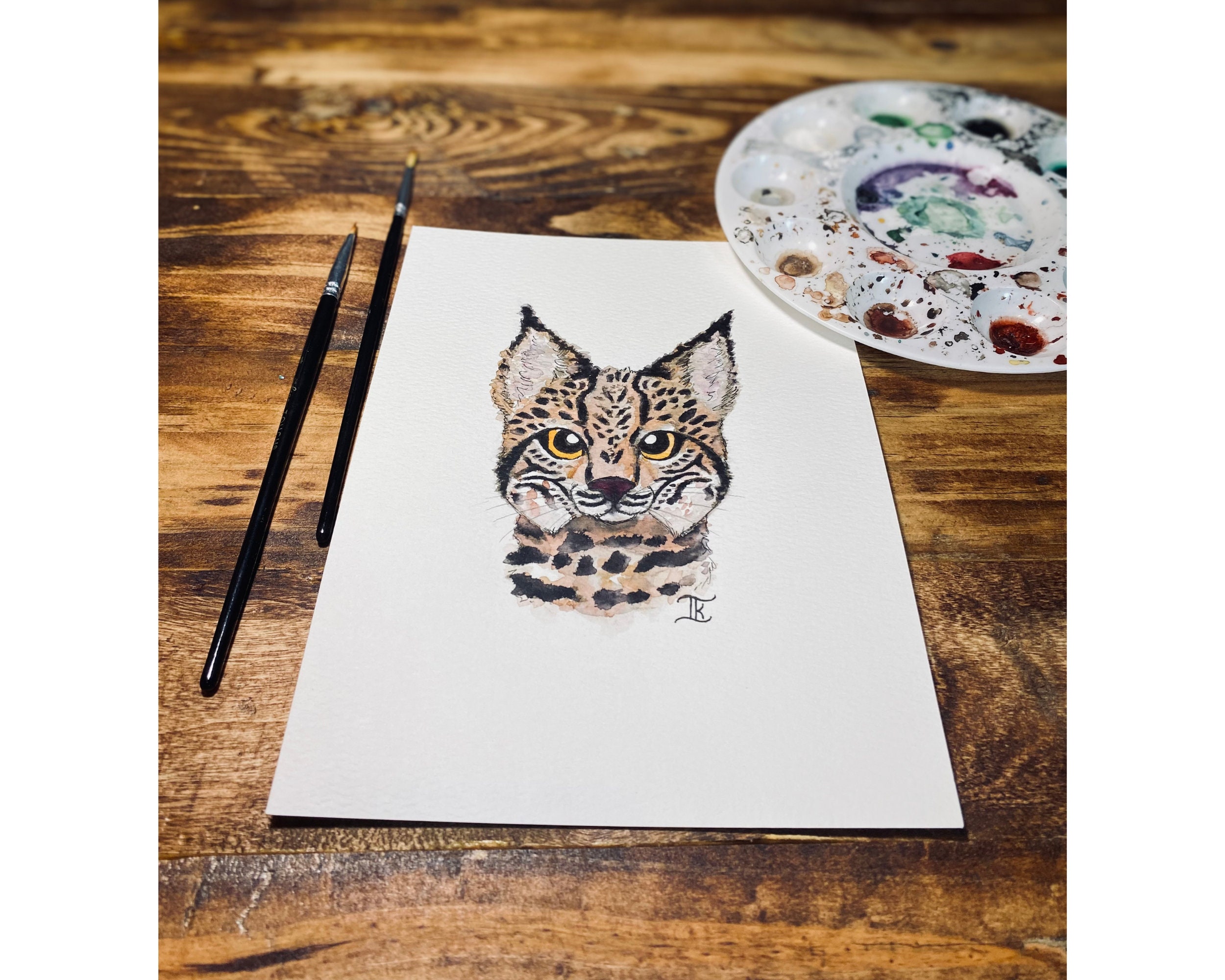 Watercolor Wild Cat Clipart PNG Cat Printable Watercolor Lynx - Etsy