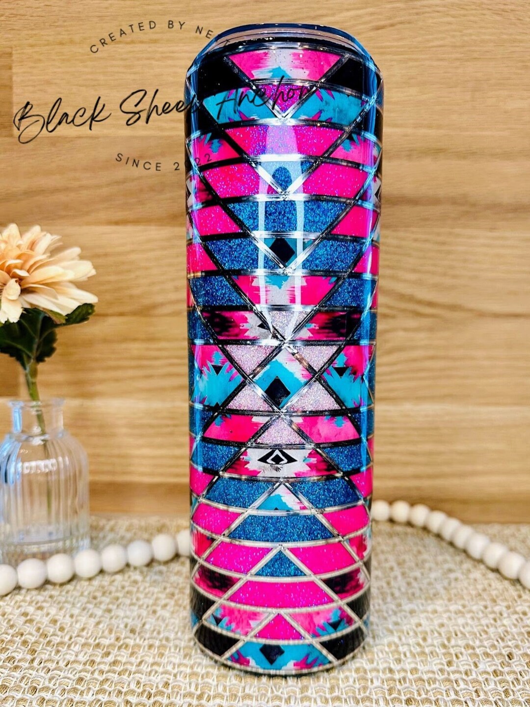Pendleton - Hot Pink, Turquoise, Black 30oz Glitter Epoxy Tumbler - Etsy