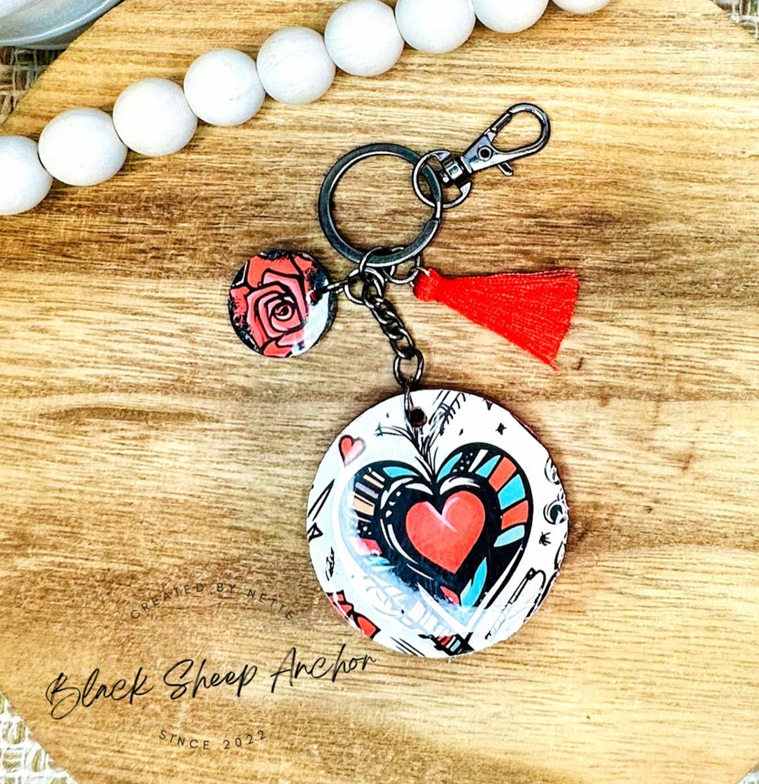 Round Keychains, Heart, Roses, Native Flare, Stay Weird, Emoji Smiling ...