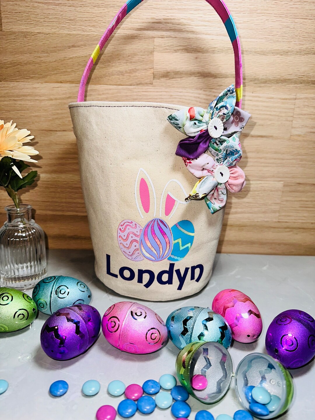 Personalized Canvas Easter Baskets - Etsy