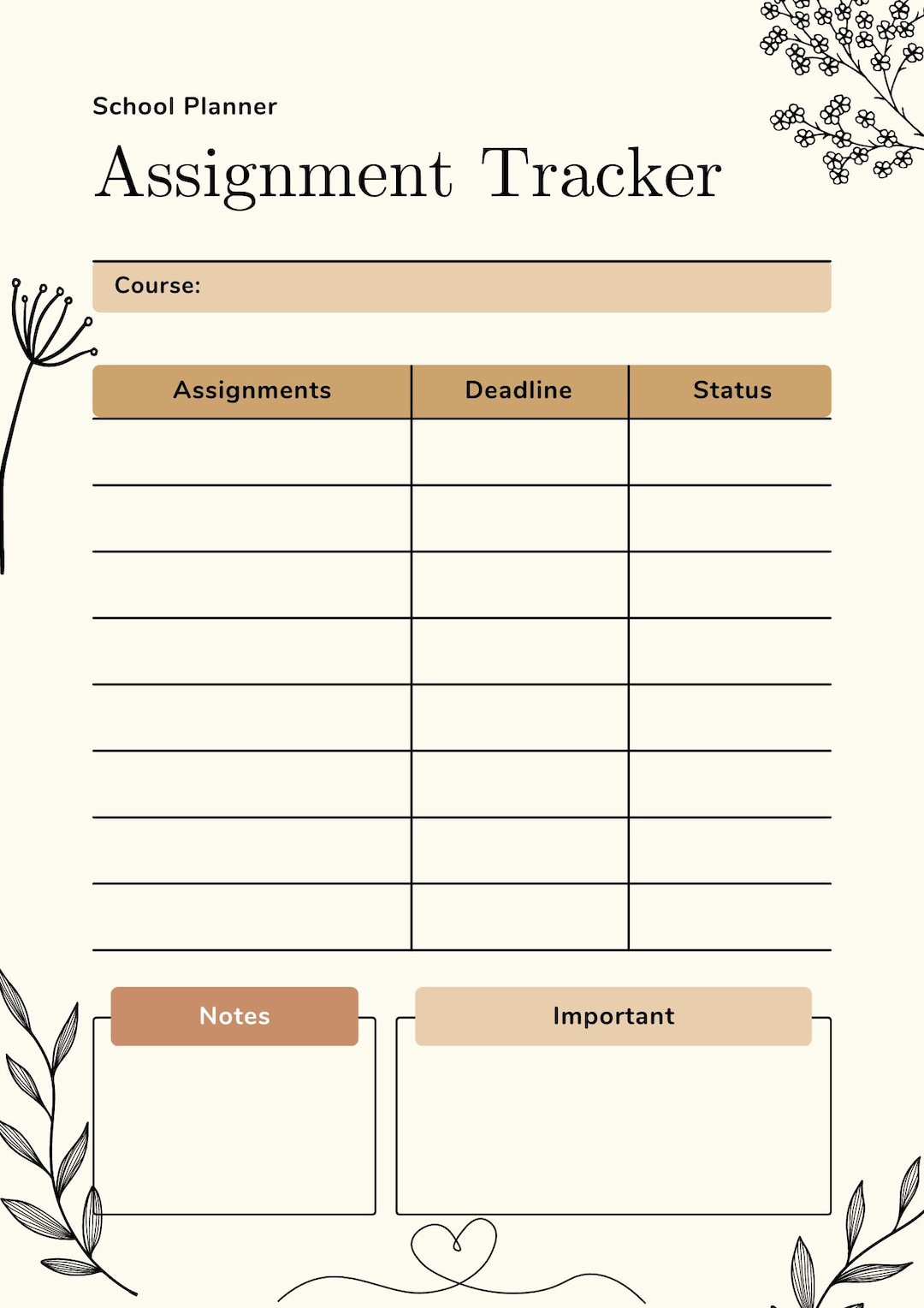 Simple Floral Assignment Tracker - Etsy