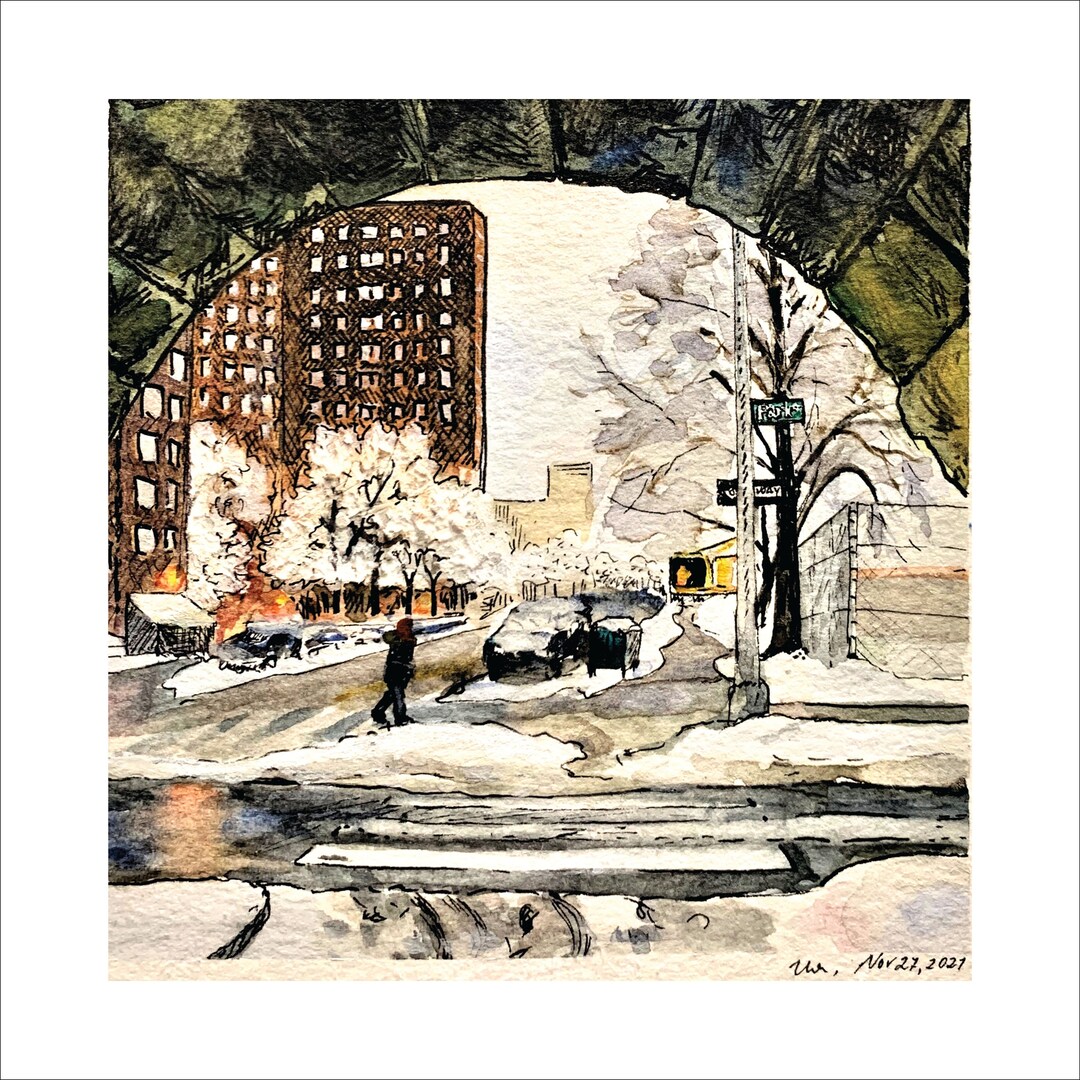 New York Manhattan Easy Harlem Park Ave Snow Cityscape in the - Etsy