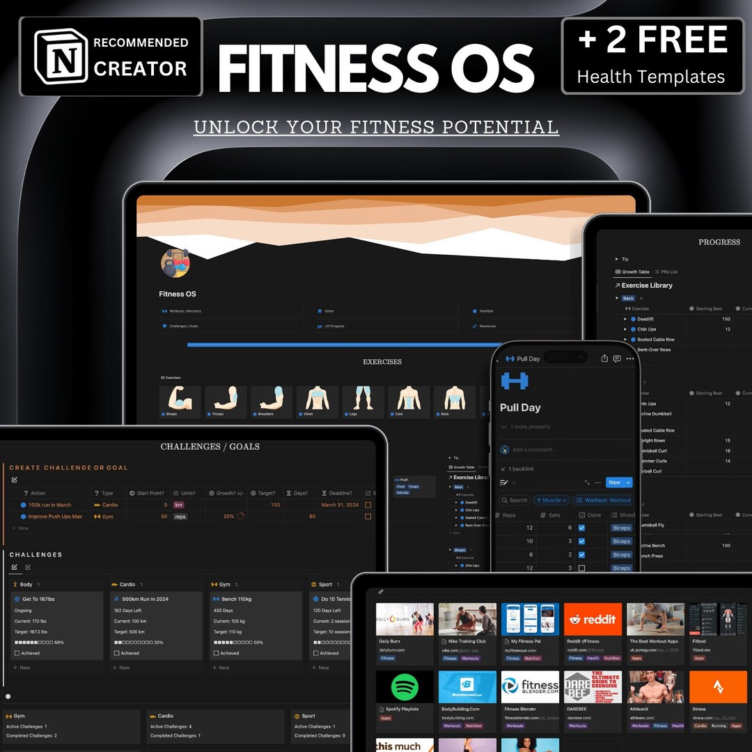 Notion Gym Tracker, Fitness Tracker Template Workout Planner, Gym ...