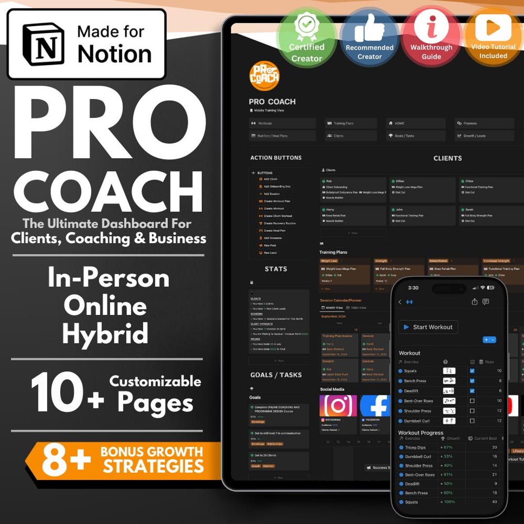 Notion Personal Trainer Template, Training Program Template, Personal ...