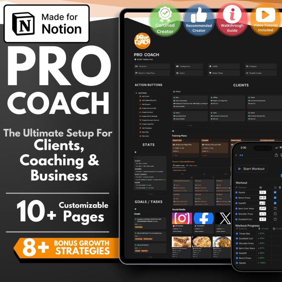 Notion Personal Trainer Template, Training Program Template, Personal ...