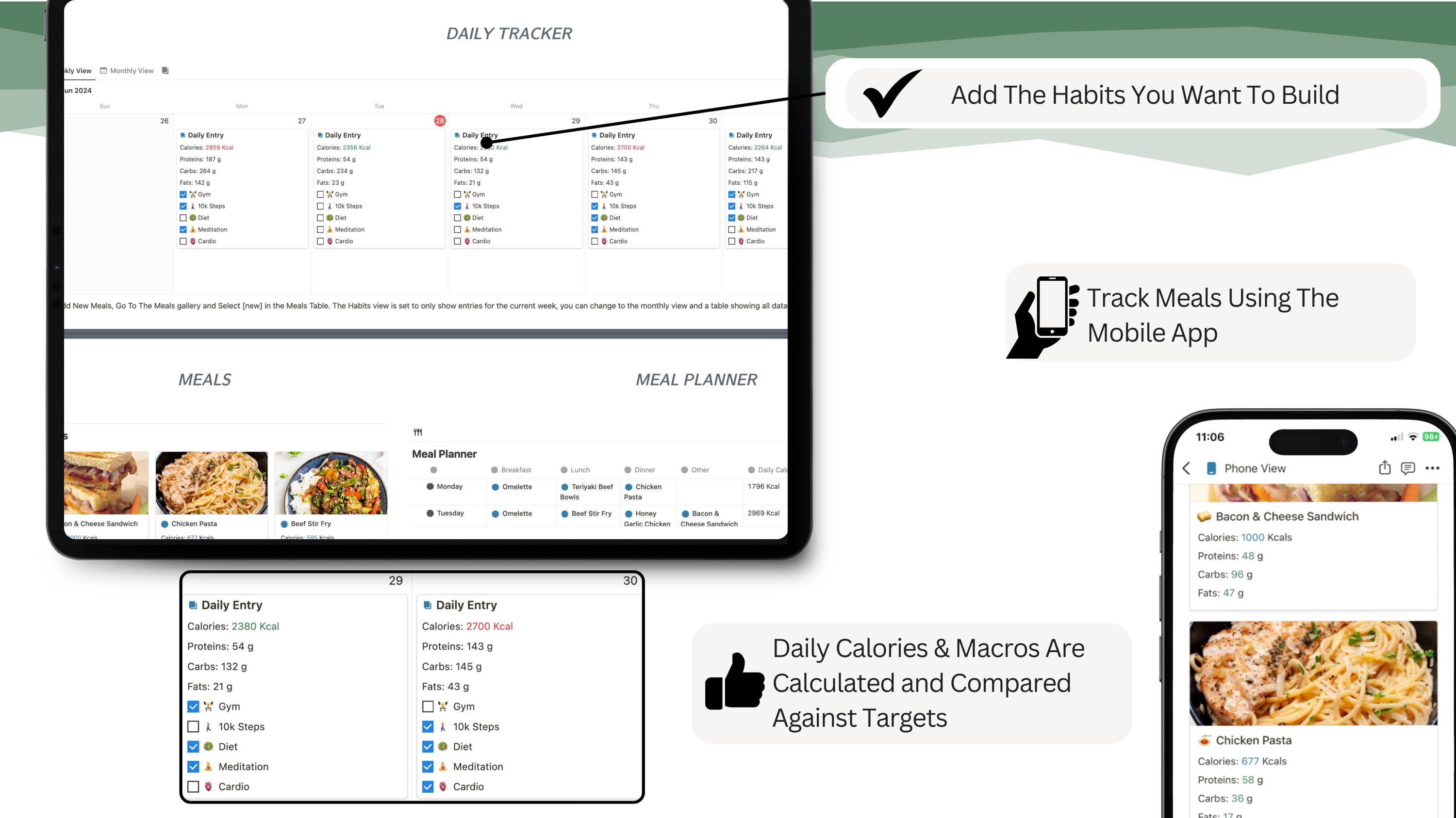 Meal Planner Notion Template | Calorie & Macro Counter | Weekly Meal ...