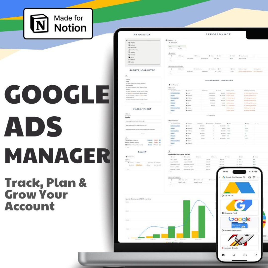 Google Ads Tracker Notion Template, Performance Tracker, Google Ads ...