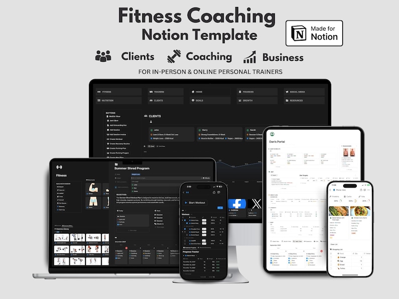 Notion Personal Trainer Template, Training Program Template, Personal ...