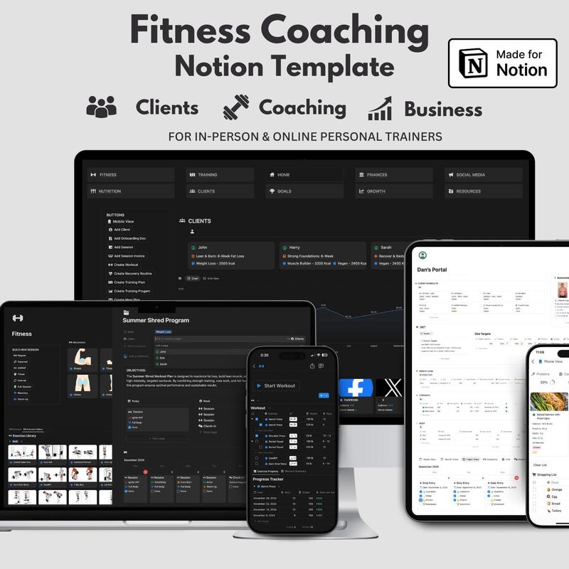 Fitness Health Tracker Notion - Etsy