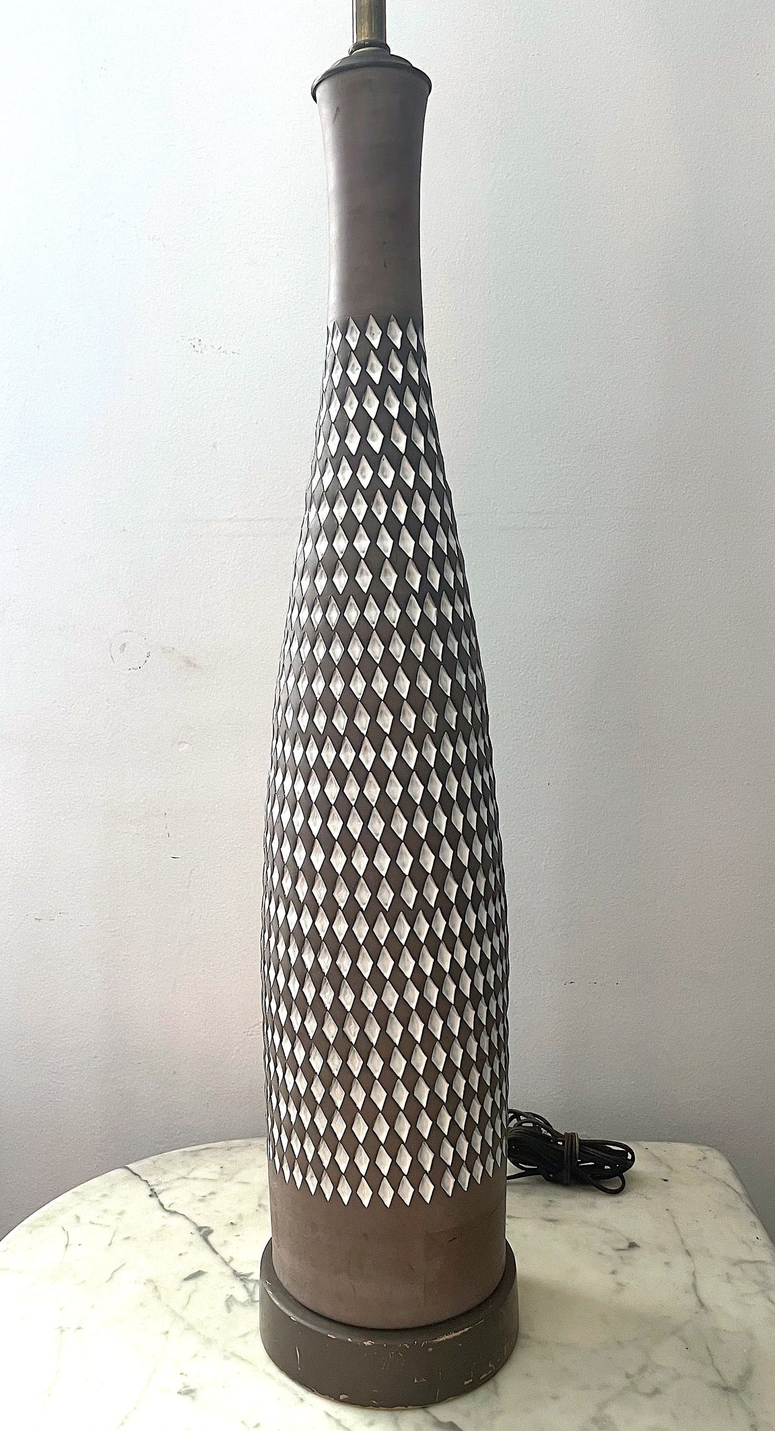 Huge 50's Ceramic Diamond Pattern Ceramic Lamp by Ingrid Atterberg for ...