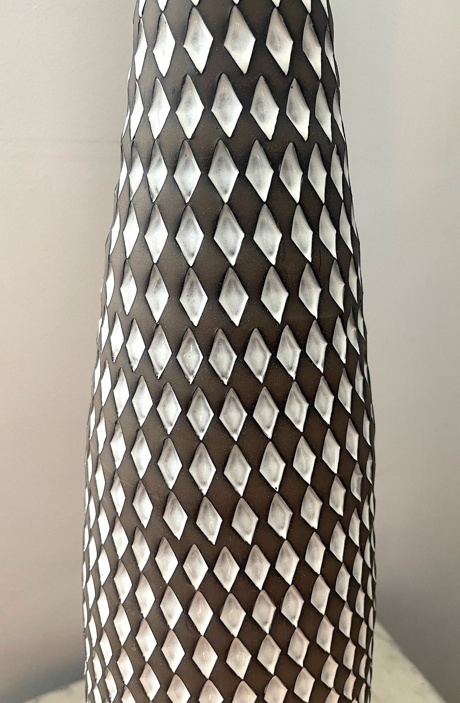 Huge 50's Ceramic Diamond Pattern Ceramic Lamp by Ingrid Atterberg for ...