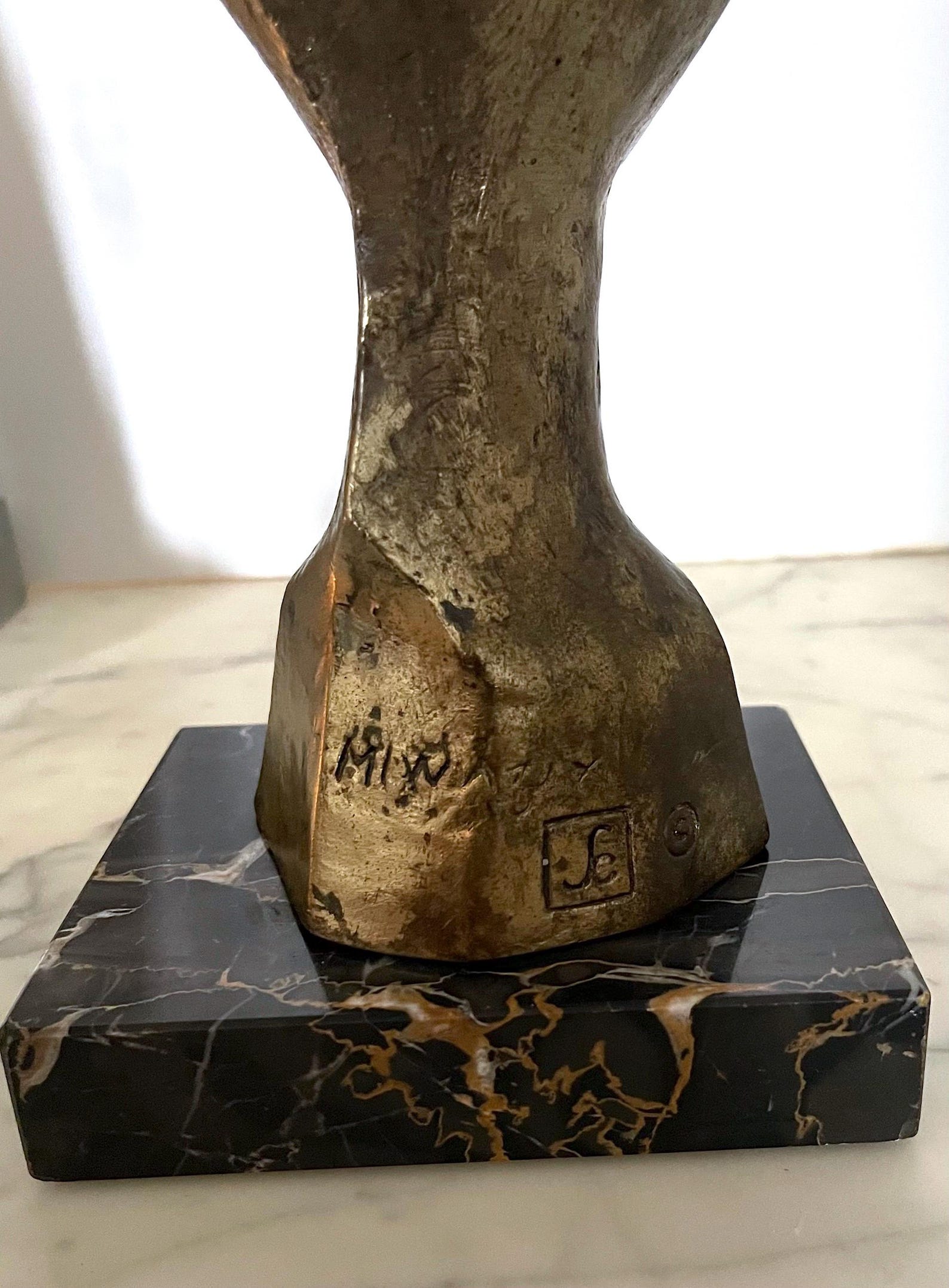 1960's Modernist Metal Alien Head Sculpture/bust With Marble Stand by ...