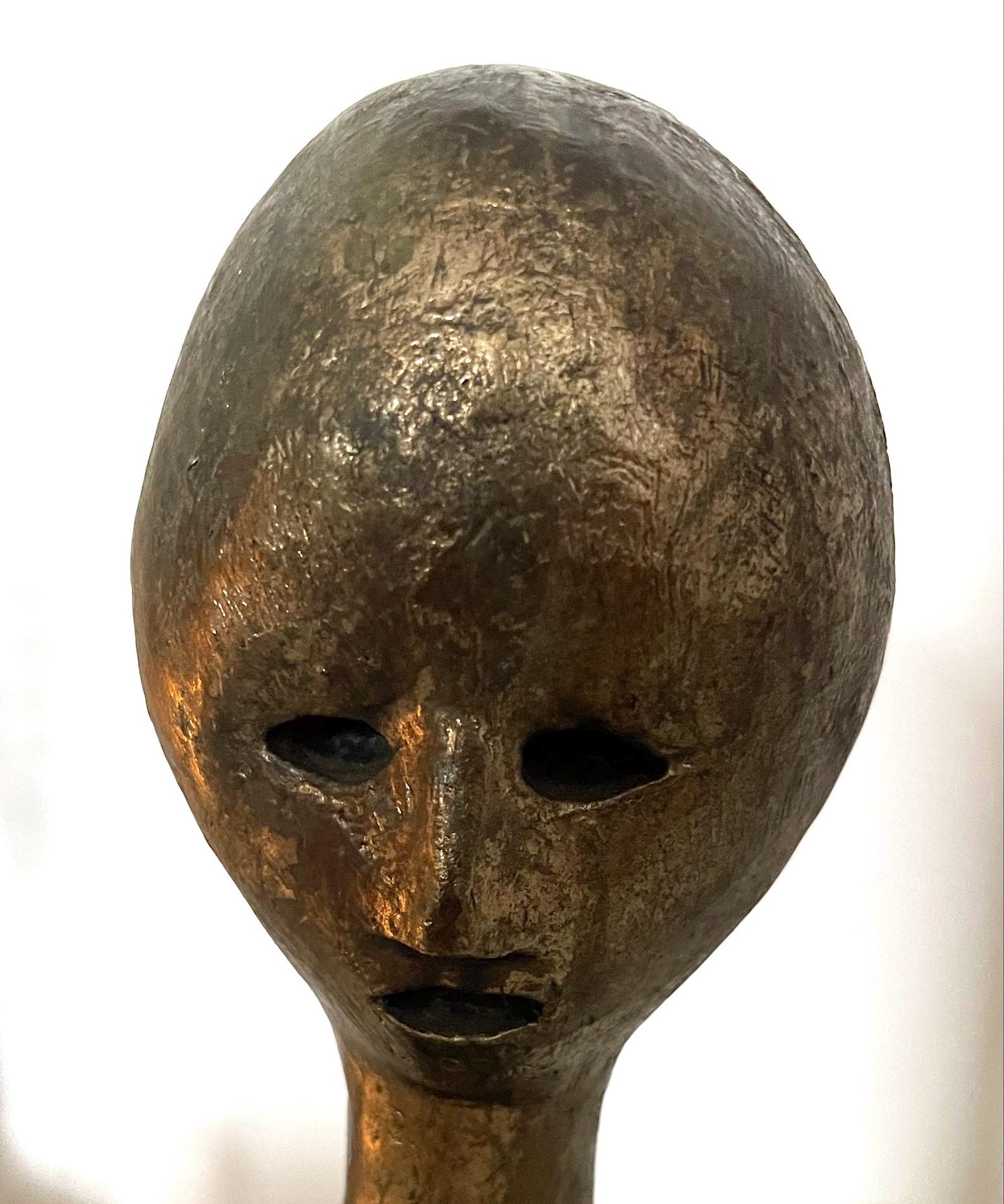 1960's Modernist Metal Alien Head Sculpture/bust With Marble Stand by ...