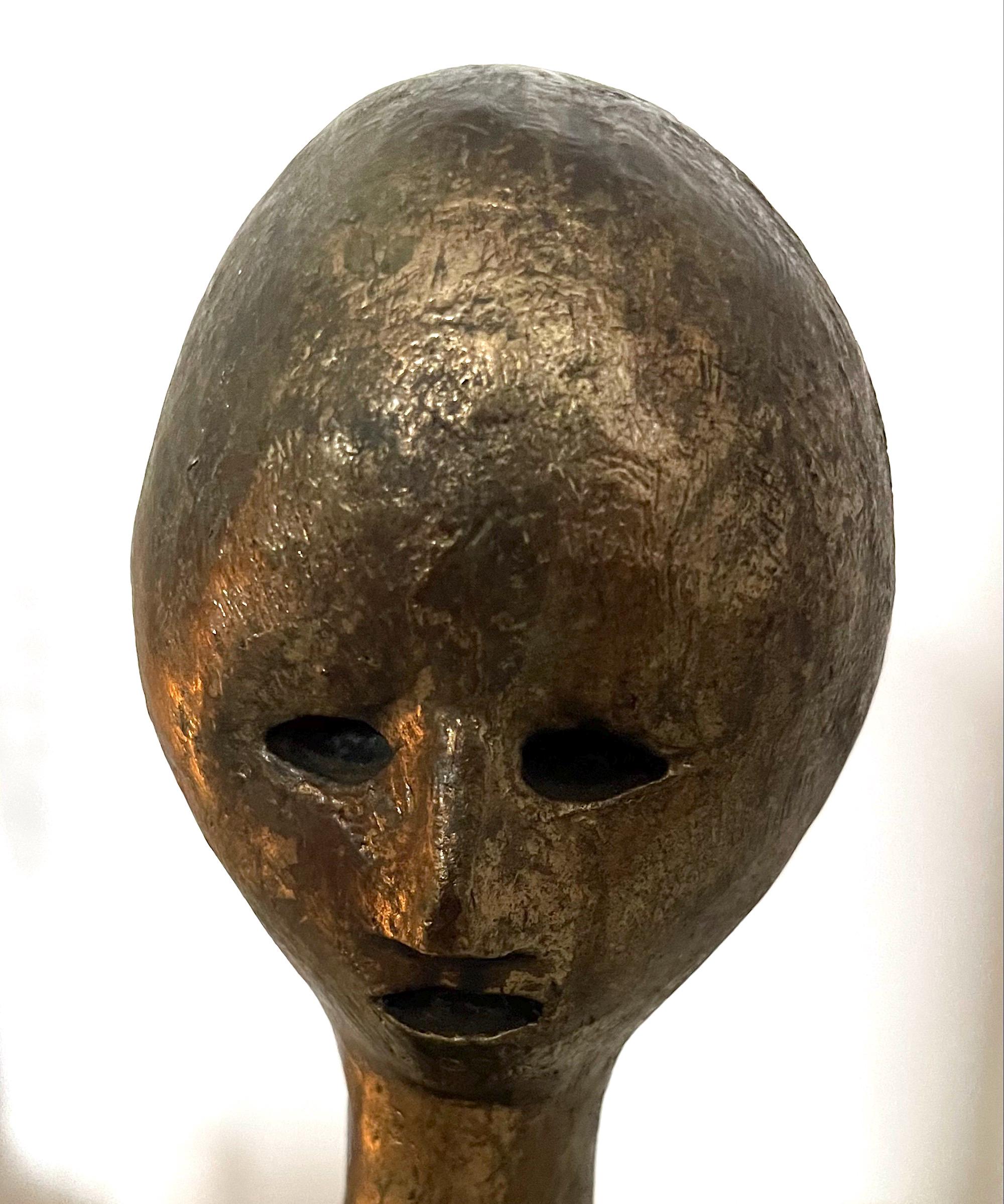 1960's Modernist Metal Alien Head Sculpture/bust With Marble Stand by ...