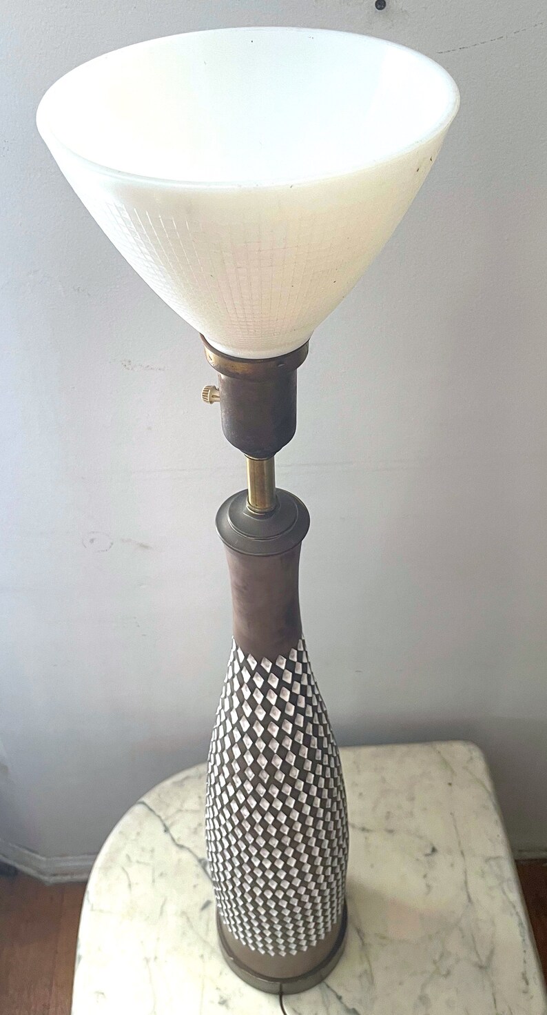 Huge 50's Ceramic Diamond Pattern Ceramic Lamp by Ingrid Atterberg for ...