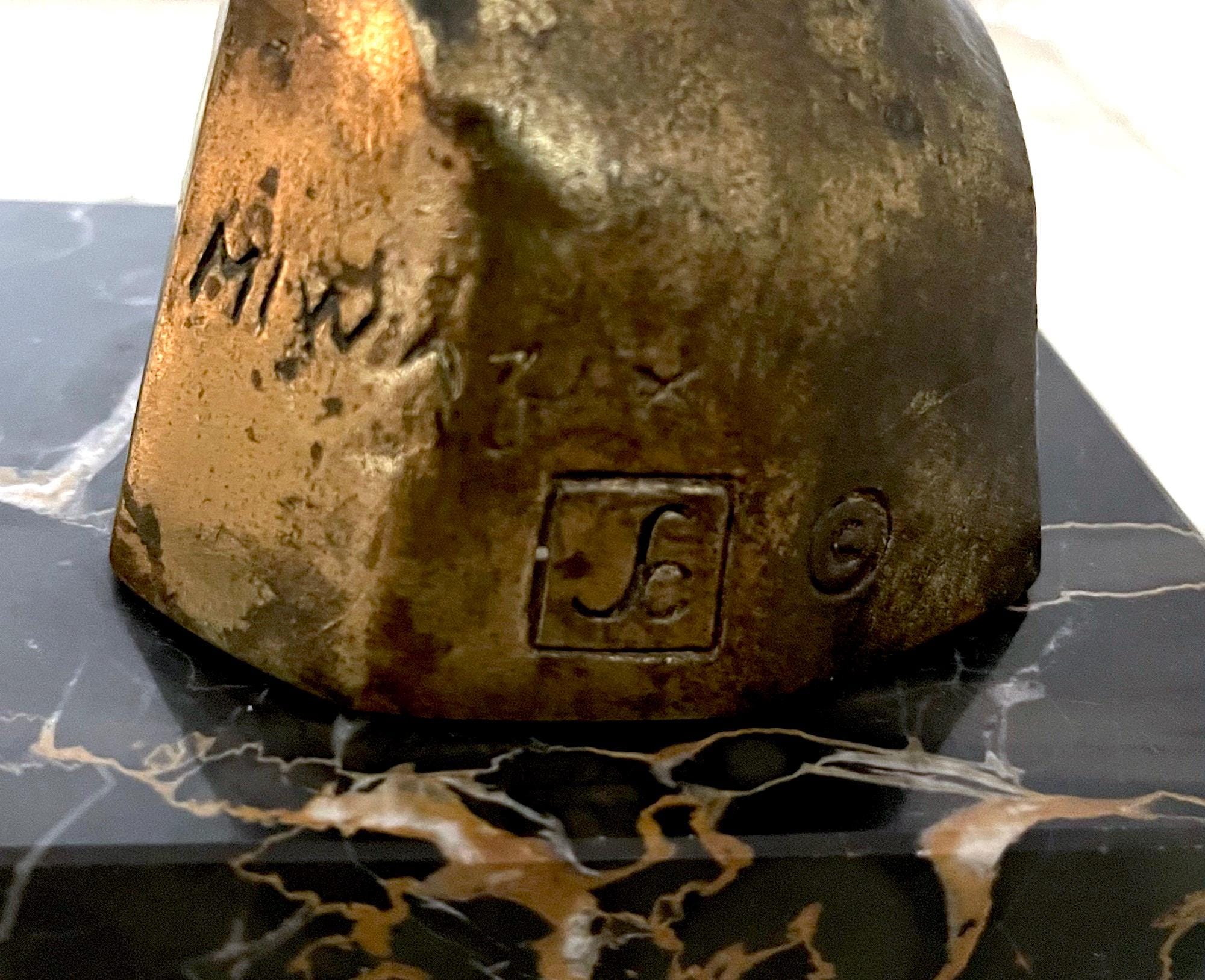 1960's Modernist Metal Alien Head Sculpture/bust With Marble Stand by ...