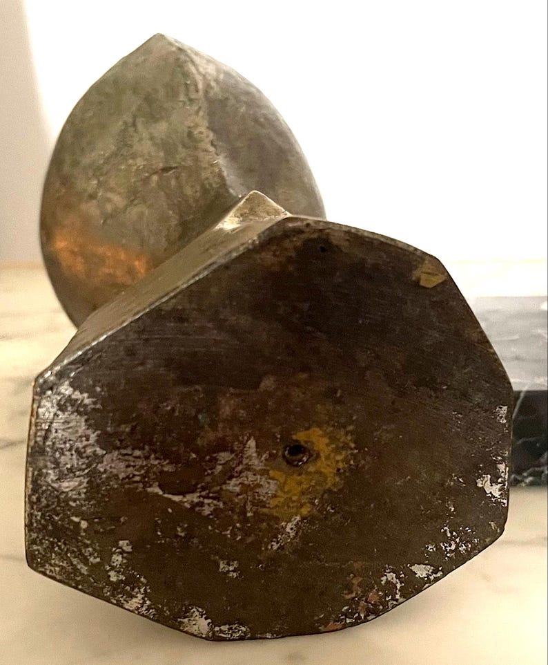 1960's Modernist Metal Alien Head Sculpture/bust With Marble Stand by ...