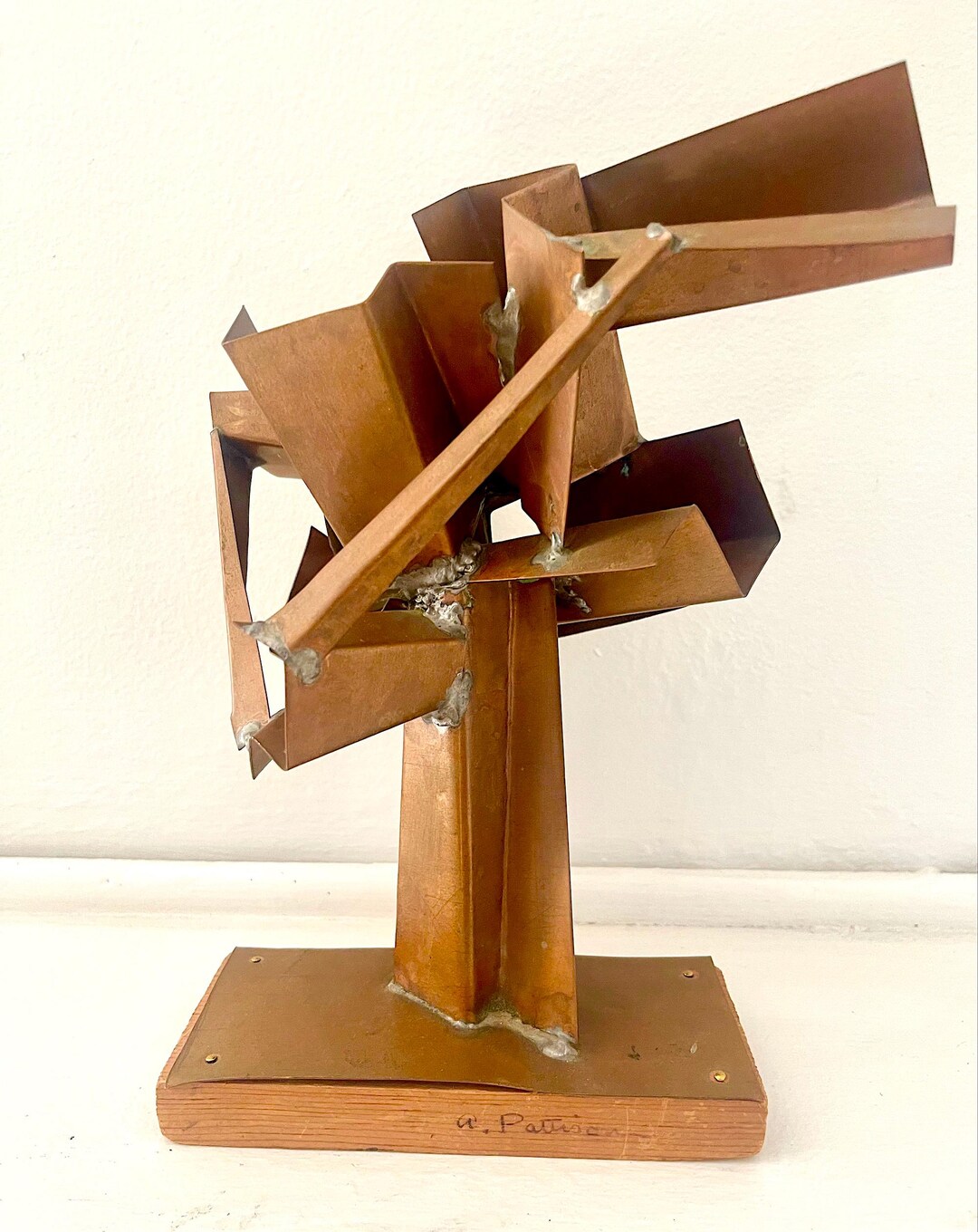 Copper and Wood 1950's Table Sculpture by Chicago Sculptor /artist ...