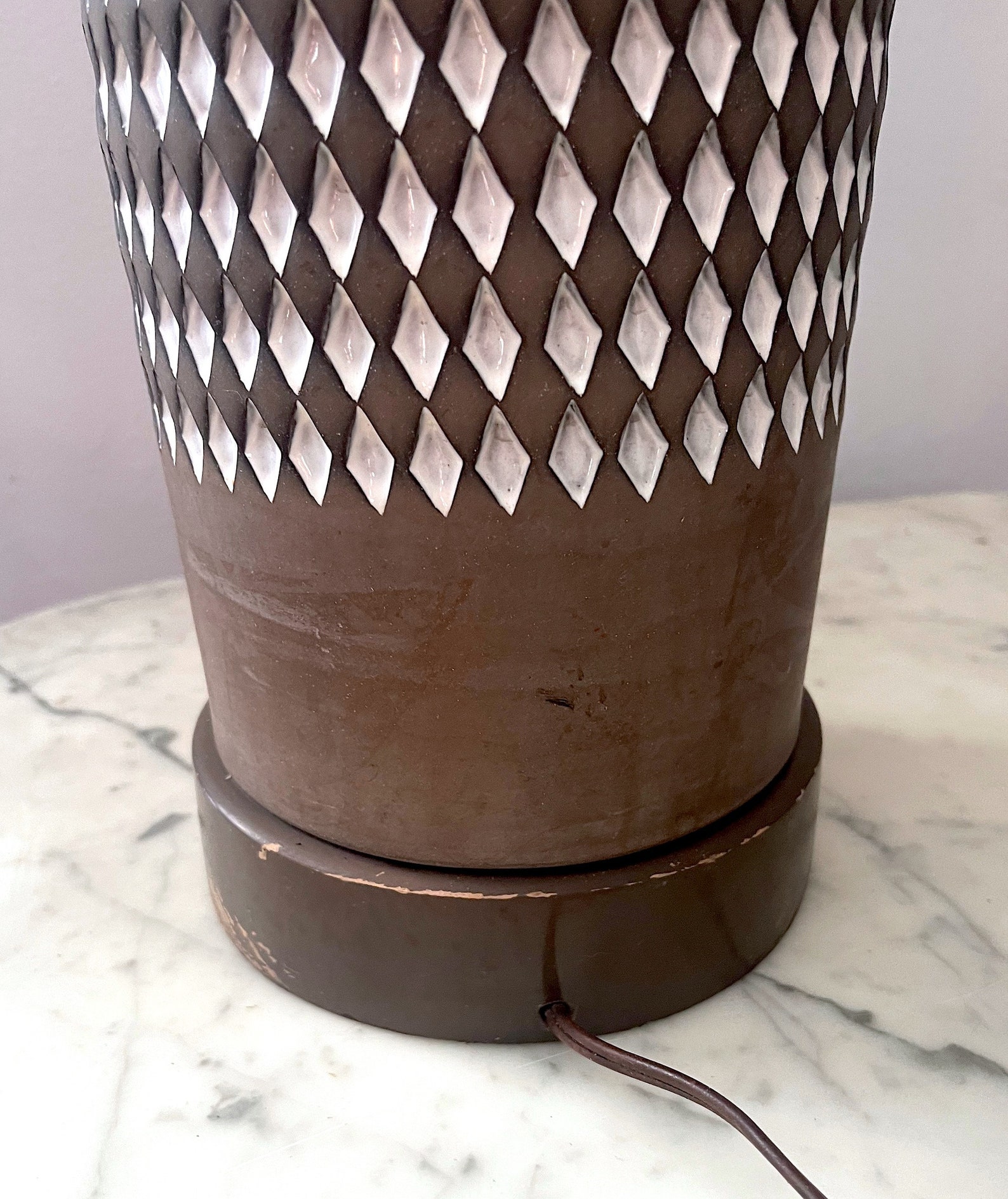 Huge 50's Ceramic Diamond Pattern Ceramic Lamp by Ingrid Atterberg for ...