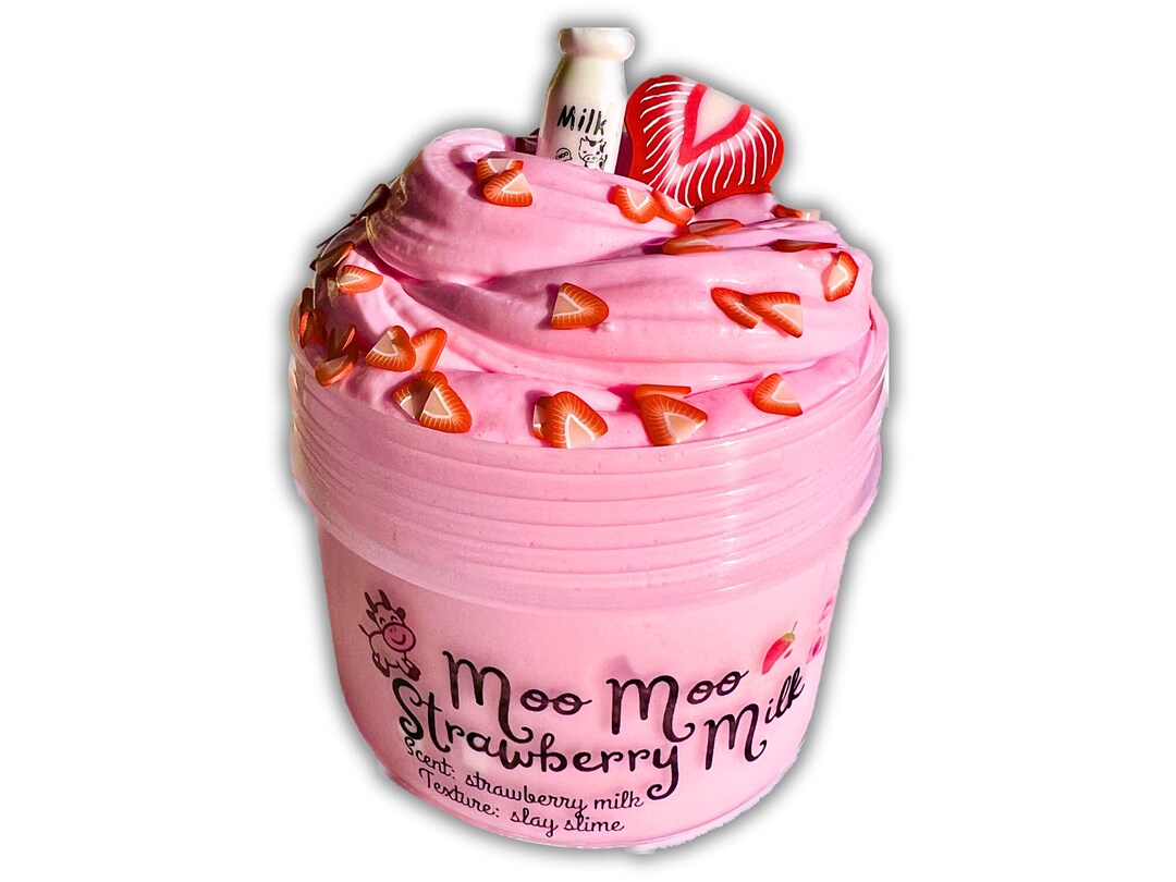 Moo Moo Strawberry Milk Slay Slime Scented Slime ASMR - Etsy