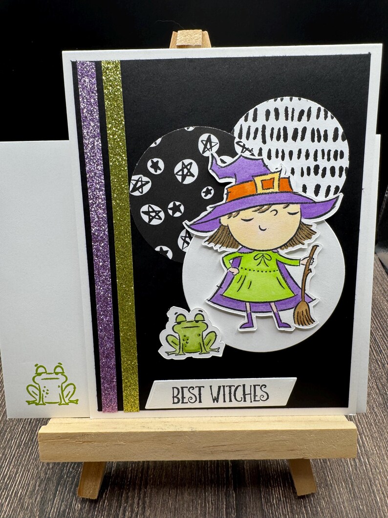 Halloween Card With a Cute Witch and Her Companion Frog. Send It to ...