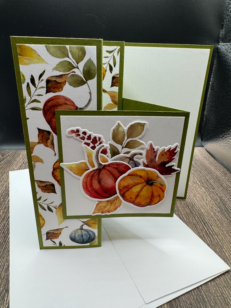 Fun Fold Thanksgiving Card: Fall Leaves & Pumpkins - Etsy