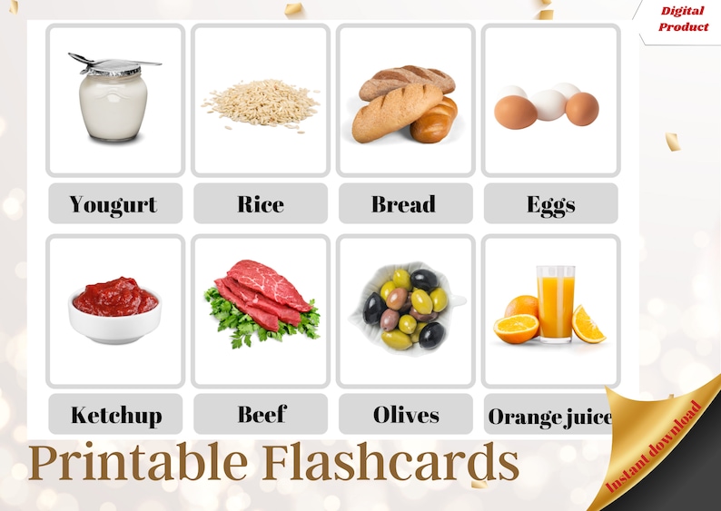 FOODS (real Pictures) - 48 Printable Flashcards Food and Meals ...