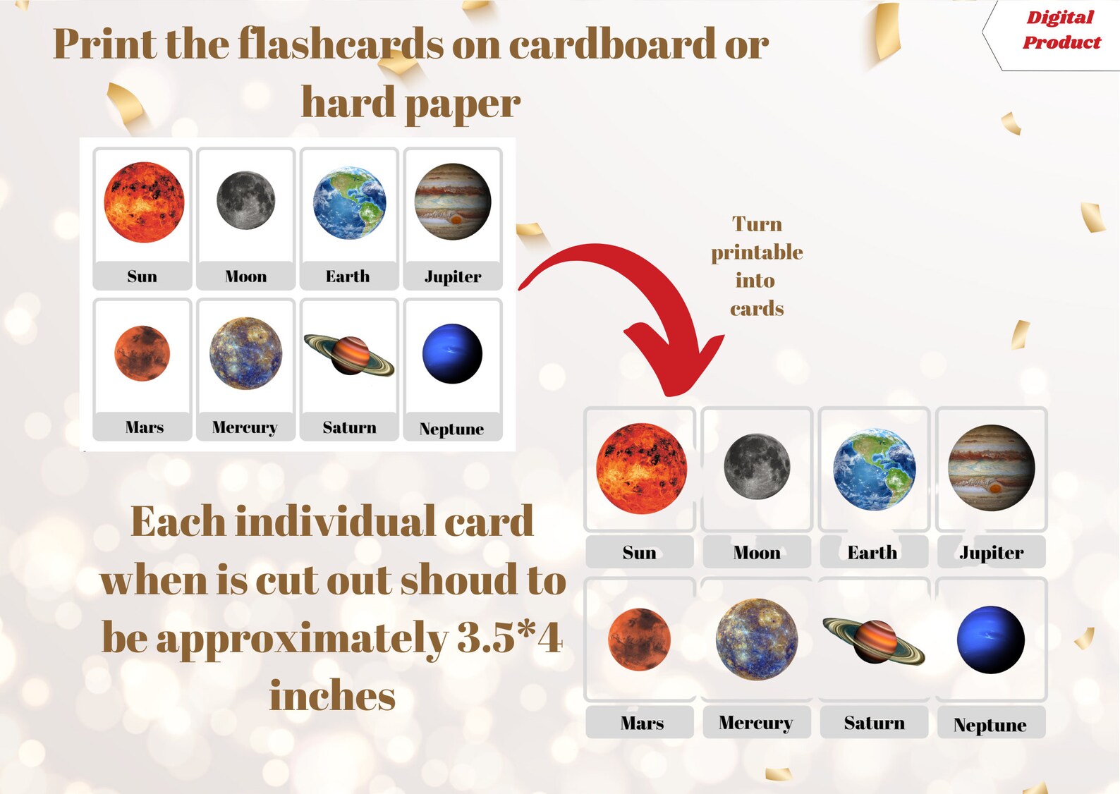 SOLAR SYSTEM - 25 Printable Flashcards Solar System Nomenclature ...