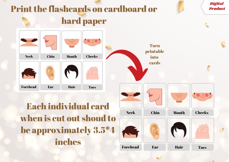 BODY PARTS - 32 Printable Flashcards Body Parts Nomenclature Montessori ...